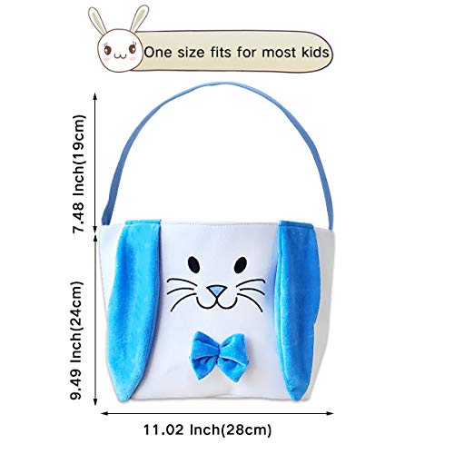 Poptrend Easter Basket Bags,Bunny Easter Bucket,Easter Eggs/Gift Baskets for Kids,Bunny Tote Bag Bucket for Easter Eggs,Toys, Candy,Gifts (Blue)