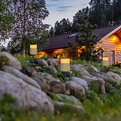 ibasenice Led Solar Tea Lights Flameless Tealight Candles Outdoor Lighting Night Light for Lantern Garden Camping and Home Decor 4pcs