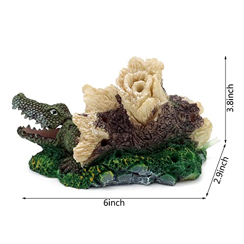 ALEGI Aquarium Air Bubbler Decorations,Air Bubbler Decor Ornament for Fish Tank (Alligator)