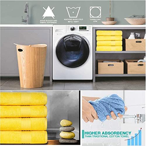 Lchkrep 2 Pack Cotton Hand Towels, Cotton Salon Thick Towels - Gym Towel 14" x 30", Face Cloth, Soft and Absorbent Washcloths Set for Home Bathroom Hotel (Yllowe-2PACK)…