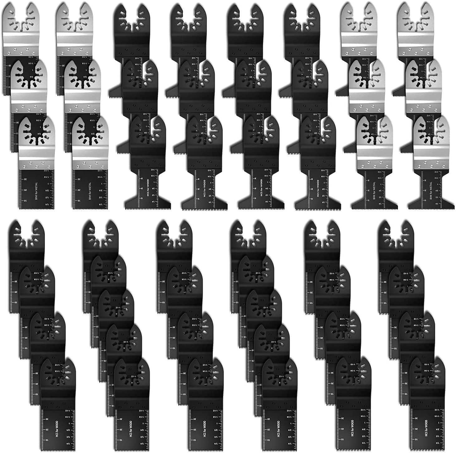 50 Pack Wood/Bi-Metal Professional Universal Quick Release Oscillating Saw Blades, High Precision Multi Tool Blades for Fein Multimaster, Porter Rockwell Cable, Black & Decker, Bosch Craftsman