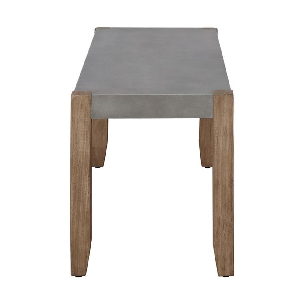 Alaterre Furniture Newport 40" L Faux Concrete and Wood Bench