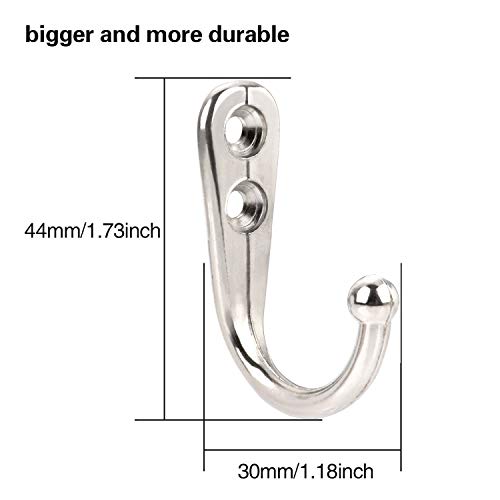 eBoot 20 Pieces Wall Mounted Hook Robe Hooks Single Coat Hanger and 50 Pieces Screws (Silver)