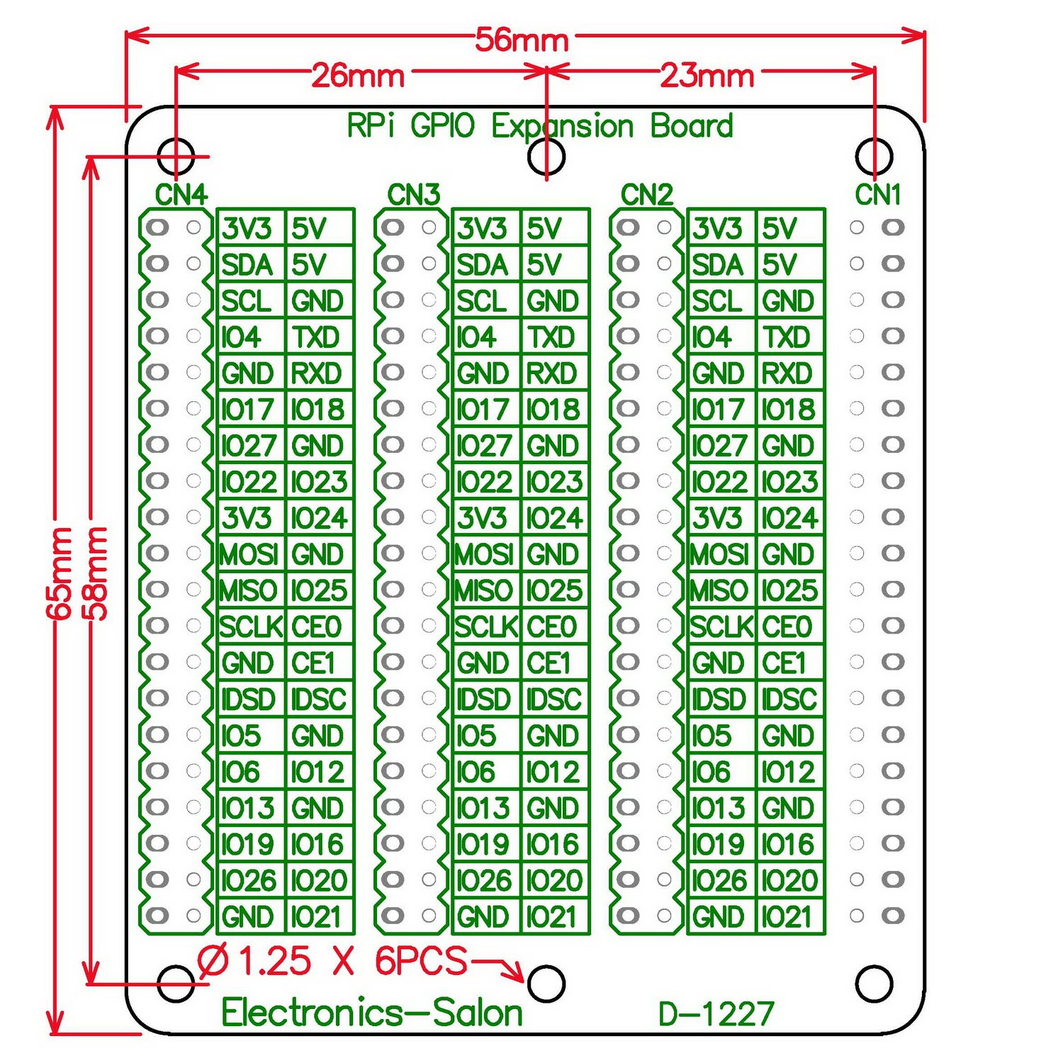 Electronics-Salon RPi GPIO Expansion Extension Module Board, for Raspberry Pi 3/2 Pi Model B+ Zero.