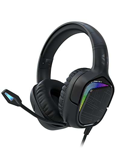 Black Shark Gaming Headset for PC, PS4, PS5, Xbox, Switch, All-in-1 Gaming Headphones with Ultra-Clear Bendable Mic, 50mm Dynamic Drivers, Noise Isolation Ear Cushions, in-line Controls - Goblin X1