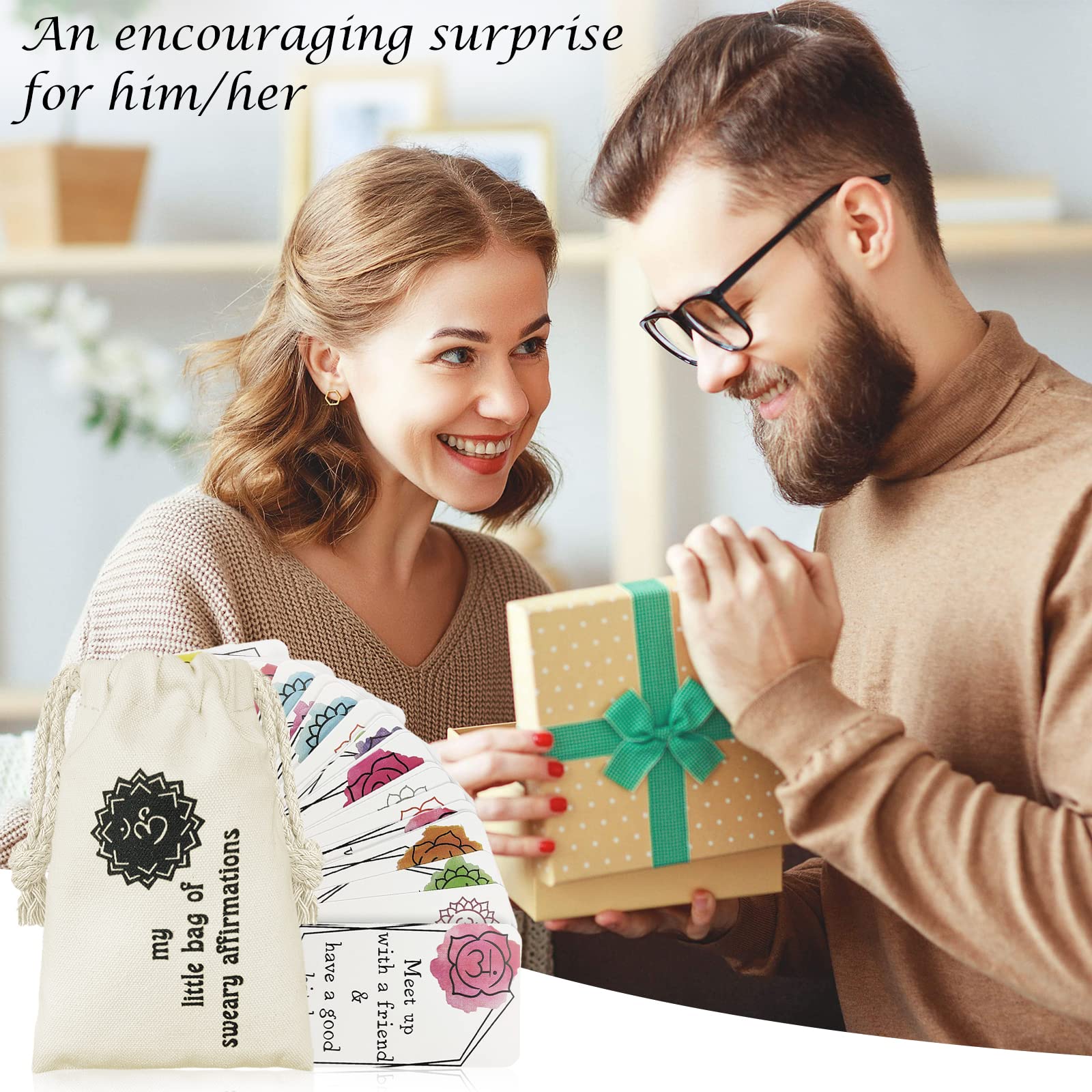 glahorse 64pcs Funny Affirmation Card Gift, Positive Sweary Affirmation Cards,Self Encouragement Confirmation Card Set, Birthday Cards for Friends (white-64pcs)
