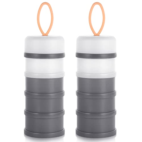 Accmor 2pcs Formula Dispenser On The Go, Stackable Portable Formula Container to Go, Non-Spill BPA Free Milk Powder Baby & Kids Snack Containers, Grey