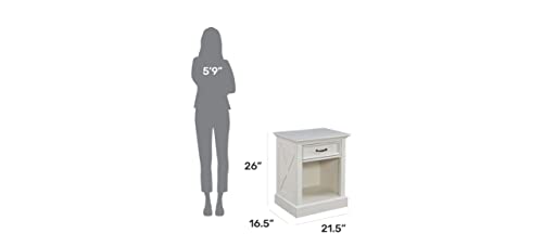 Home Styles Seaside Lodge Nightstand in White Finish, Wide Frame, Plank Top Design with One Drawer and Open Storage, Frame Constructed from Mahogany Wood Solids