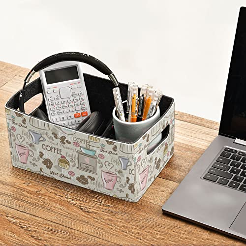 Coffee Maker Storage Basket Felt Storage Bin Collapsible Storage Box Shelves Cloth Baskets Organizer for Kids Bedroom Magazine