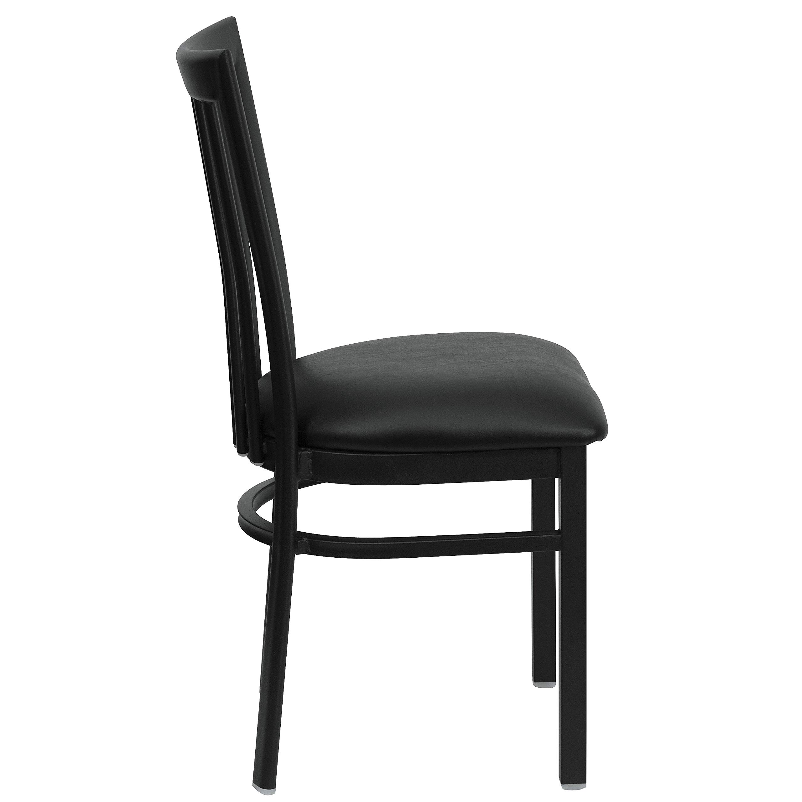 Flash Furniture 4 Pack HERCULES Series Black School House Back Metal Restaurant Chair - Black Vinyl Seat