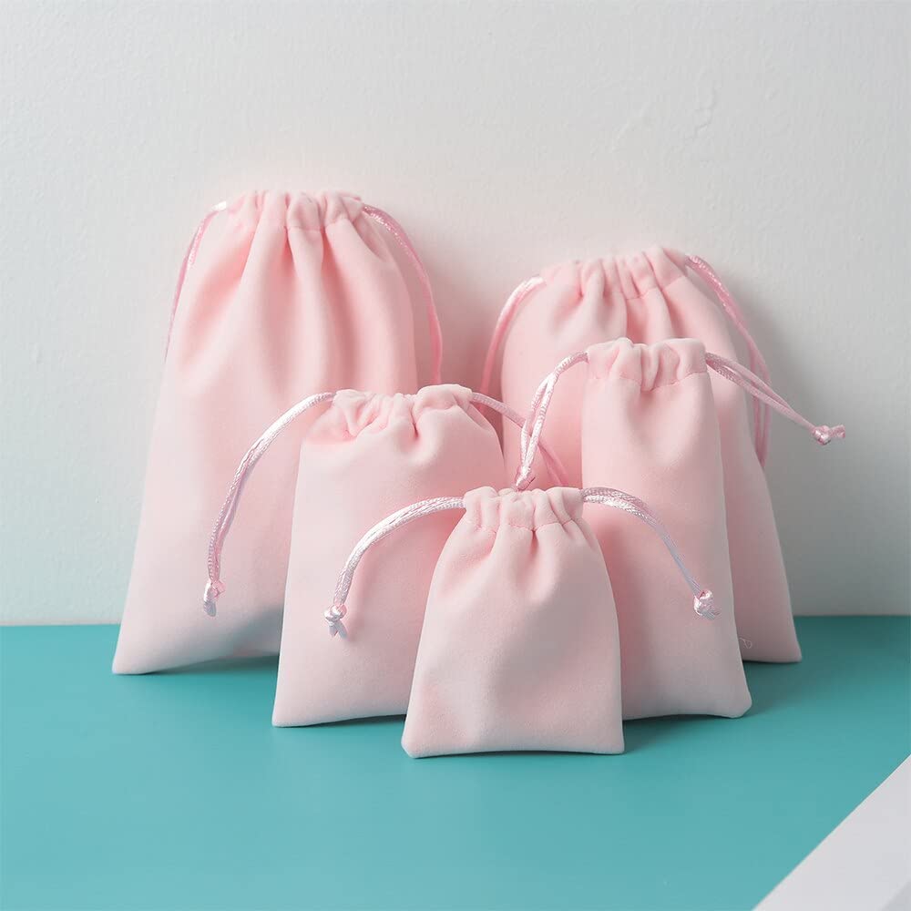 50pcs Jewelry Drawstring Velvet Gift Bags Wedding Candy Packaging Pouch Earrings Ring Necklace Jewelry Cotton Flannel Bag