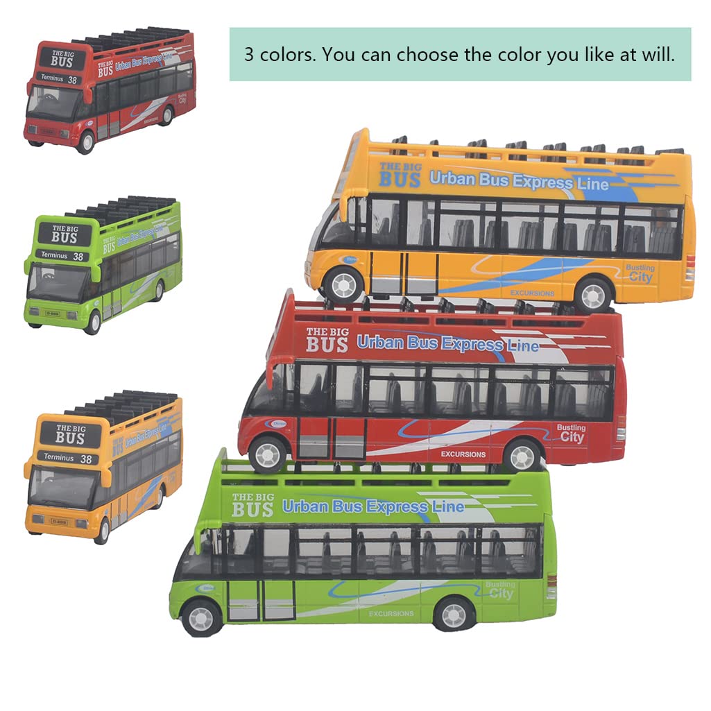 Ailejia City Double Decker Bus Toy Diecast New York City Sightseeing Bus Pull Back Vehicles Mini Model Car Lights and Music (Red)