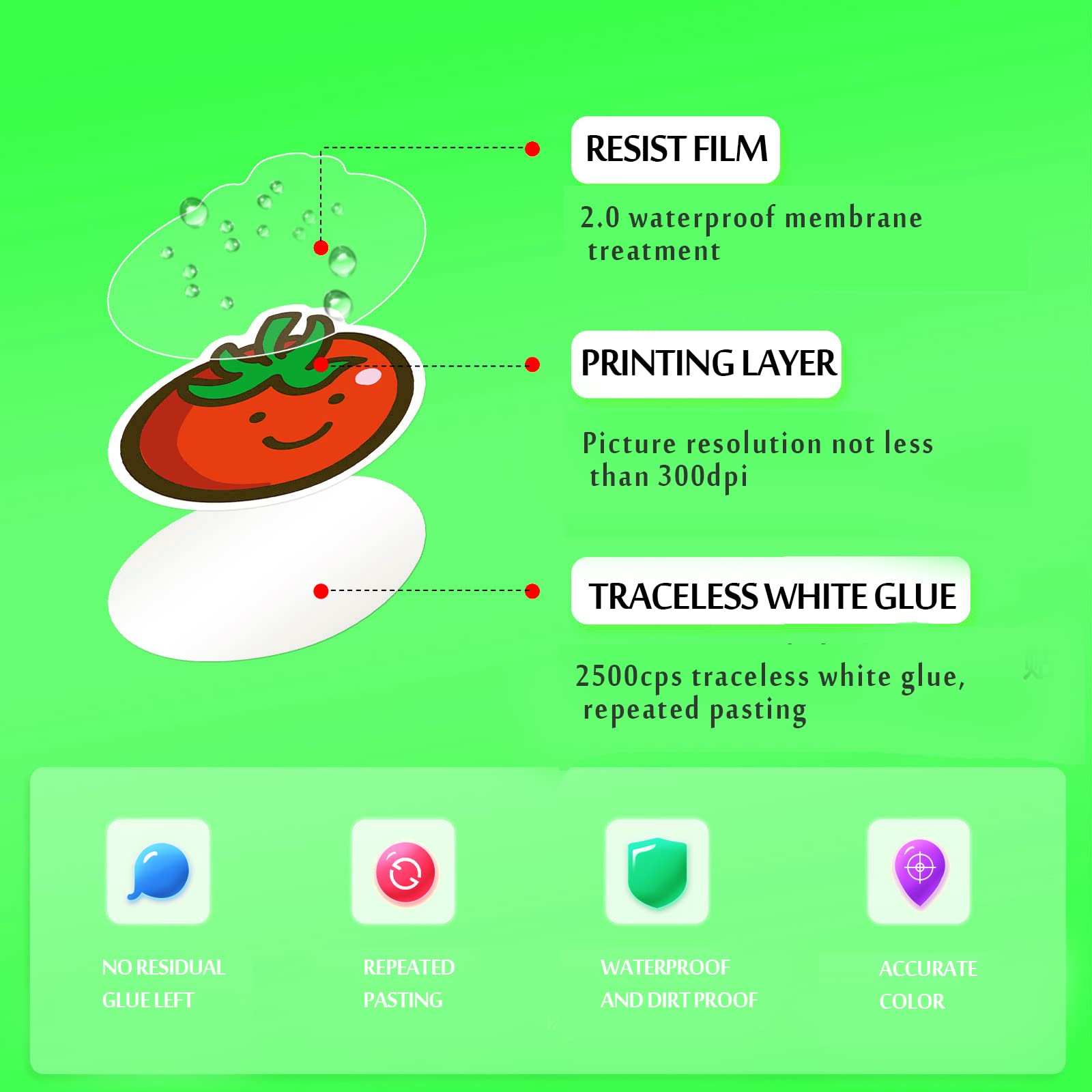 50 Pcs Fruit Vegetable Stickers Waterproof Kawaii Stickers for Water Bottles Laptop Luggage Refrigerator Room Netbook Decoration Sticker