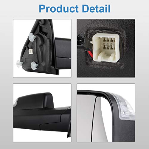 ECCPP Tow Mirrors Replacement fit for 2002-2008 for Dodge for Ram 1500 2500 3500 Tow Mirrors Power Heated Turn Signal Lights Pair Mirrors Driver Side and Passenger Side Manual Flip up