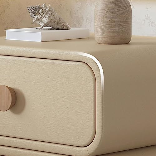 Bedside Cabinet with 2 Drawers,Mid-Century Modern 2 Drawer Solid Wood Nightstand,Wood Side Table End Table for Bedroom (Khaki)