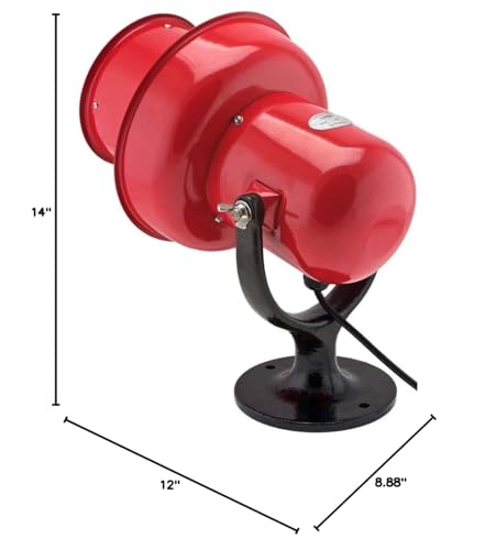 Vixen Horns Loud Air Raid Siren - Industrial Alarm Heavy Duty Electric Motor 120V, Fire Tornado Siren Horn (Unidirectional, 117 dB, Range 1600 ft)