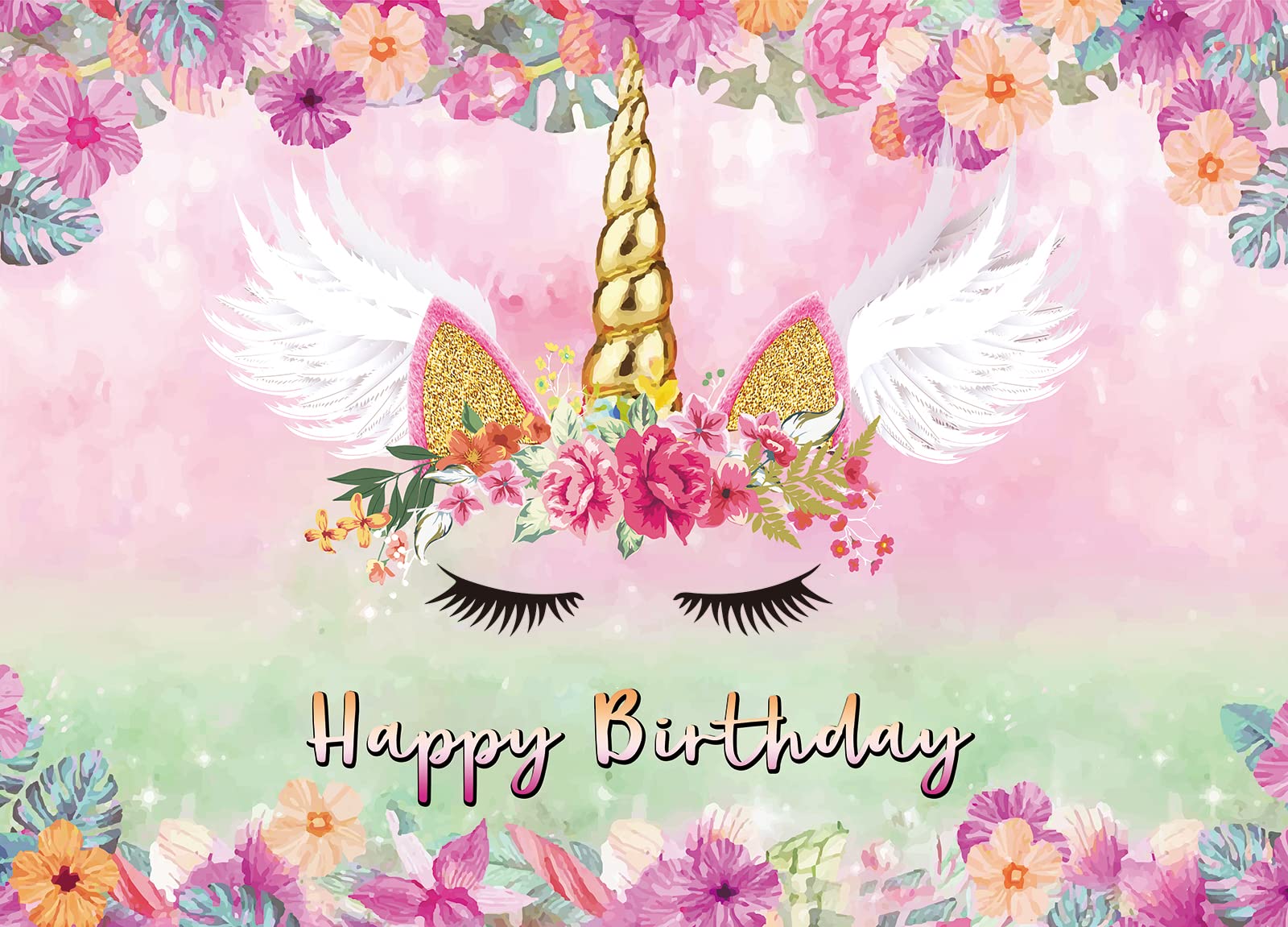 LTLYH 7x5FT Unicorn Birthday Backdrop Unicorn Birthday Decorations for Girls Unicorn Photo Backdrop Unicorn Banner Supplies Studio Props A054