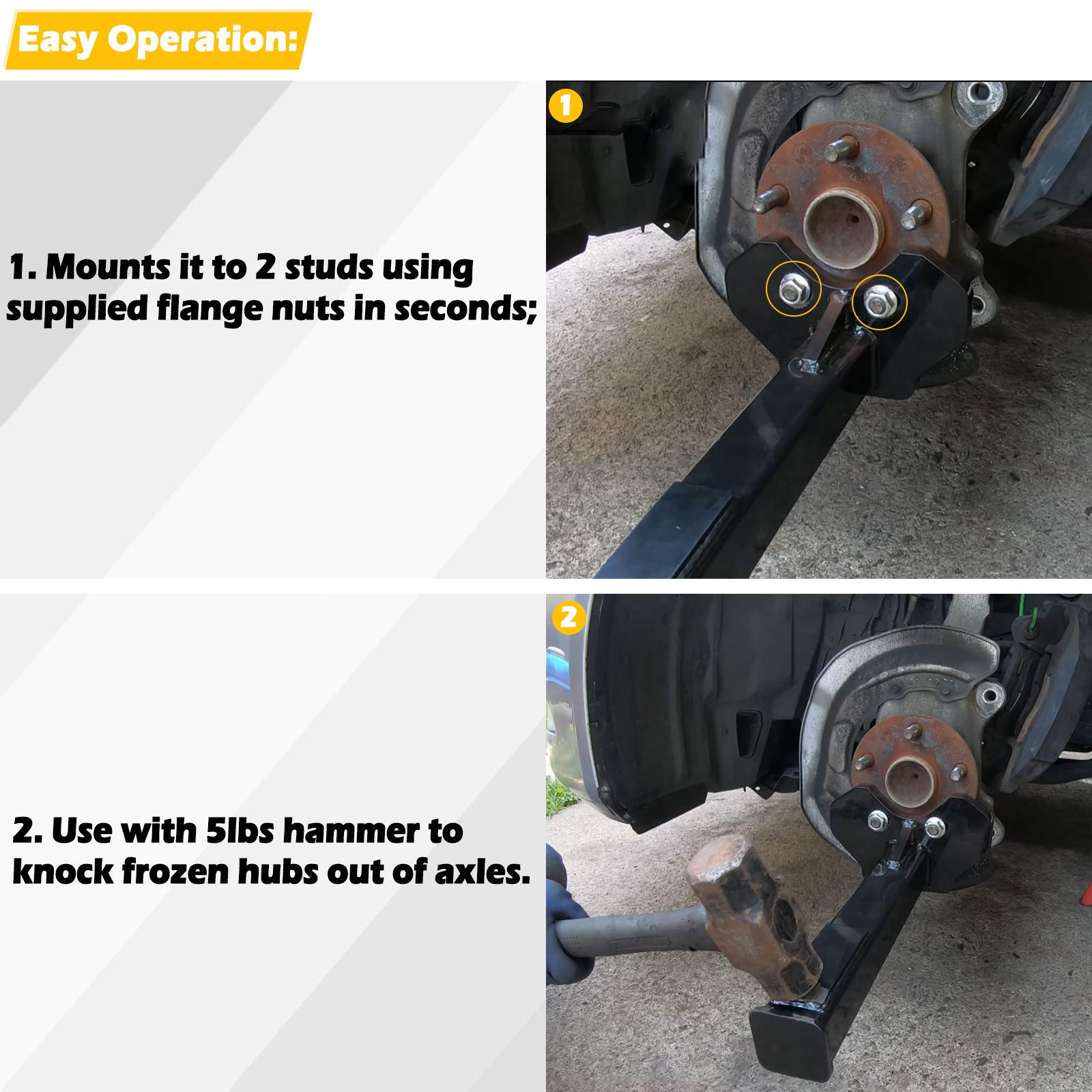 8629 Universal Wheel Bearing Hub Removal Tool Replaces for ATD Tools, Compatible with All Axle Bolt Hubs (5, 6 and 8 Lug Hubs)