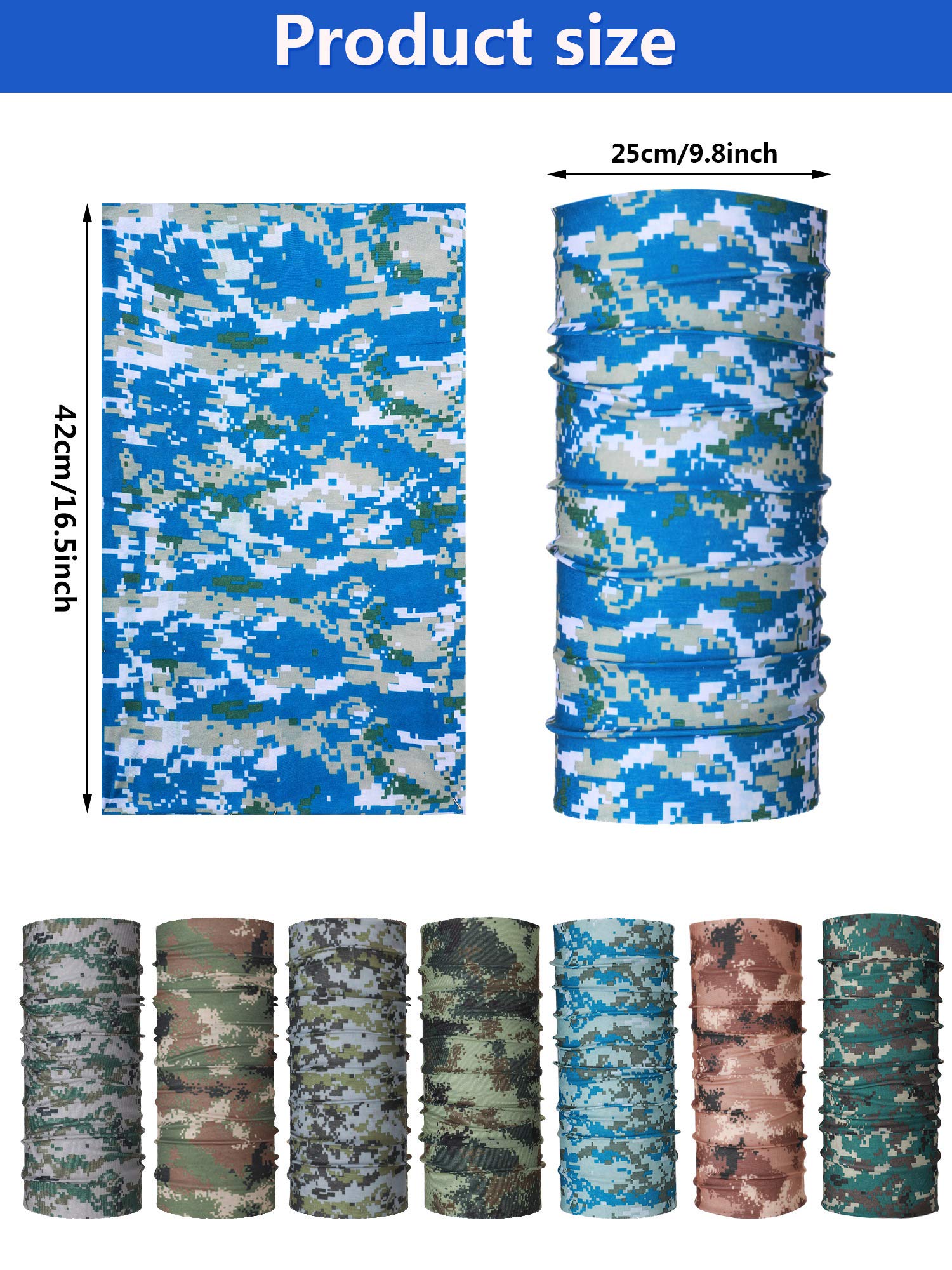 8 Pieces Summer UV Protection Neck Gaiter Scarf Balaclava Breathable Face Cover Scarf