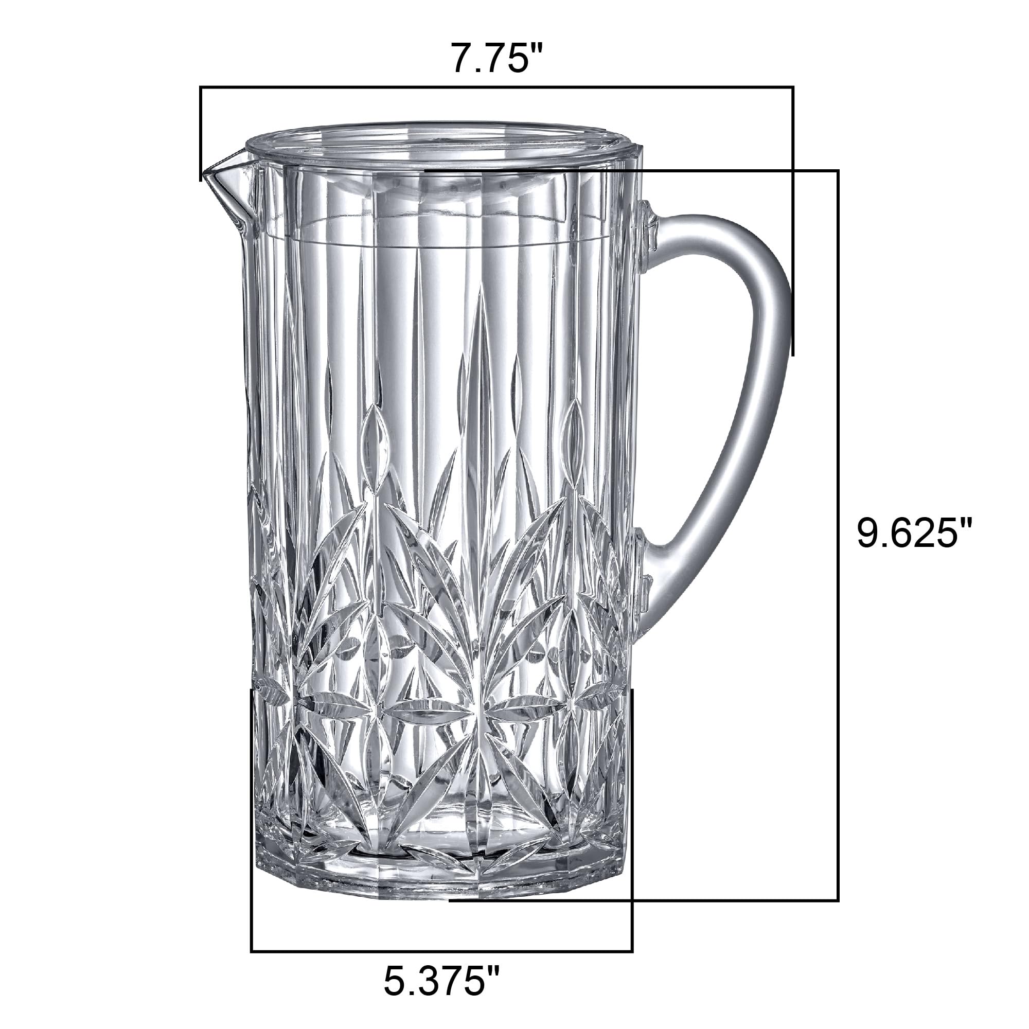 Amazing Abby - Stately - Acrylic Pitcher (80 oz), Clear Plastic Water Pitcher with Lid, Fridge Jug, BPA-Free, Shatter-Proof, Great for Iced Tea, Sangria, Lemonade, Juice, Milk, and More