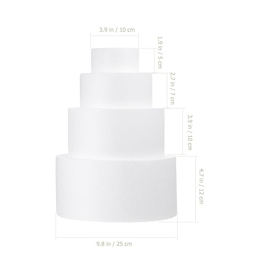 Abaodam 4pcs Cake Embryo Model Foam Cake Model Cake Foam Cake Decorating Stand Cilindros Para Decoraciones De Fiestas Piec Cake Decorating Model Foams With Cover White Decorative Frame