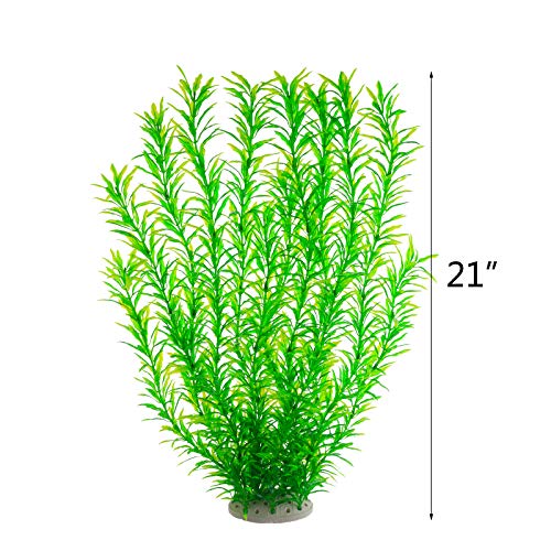 Aquarium Plastic Plants Large, Artificial Plastic Long Fish Tank Plants Decoration Ornaments Safe for All Fish 21 Inches Tall (J07 Green)