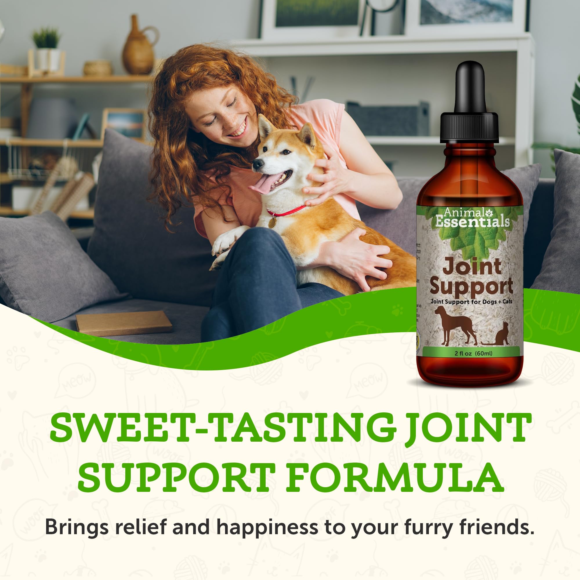 Animal Essentials Joint Support for Dogs & Cats- Joint Supplement, Liquid Joint Formula, Glucosamine, Organic Herbs, Veterinarian Recommended- 2 Fl Oz