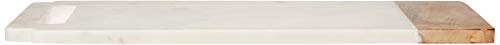 Creative Home White Marble With Mango Wood Pastry Board, Cheese Platter, 18” x 9"
