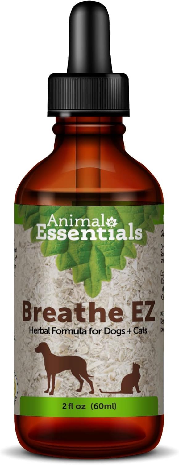 Animal Essentials Breathe EZ for Dogs & Cats - Pet Respiratory Support Supplement, Clear & Easy Breathing, Healthy Respiration, Herbal Formula - 2 Fl Oz