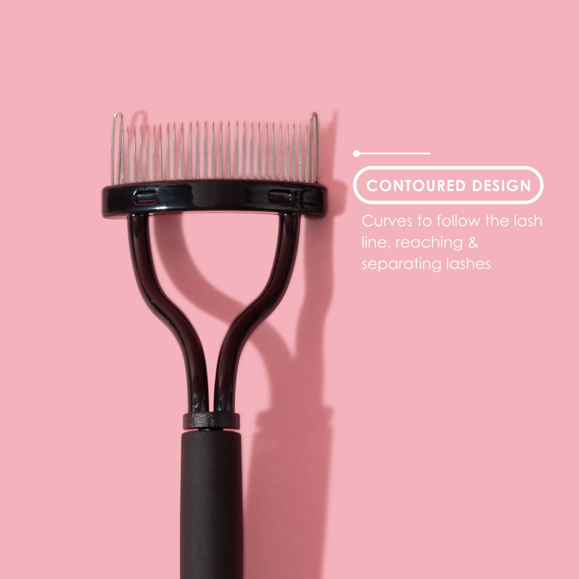 JAPONESQUE - Velvet Touch Lash Separator (0.43 x 5.79 x 1.18 inches) - Eyelash Comb Lash Separator Tool, Remove Mascara Clumps, Arc Lash Brush (Black)