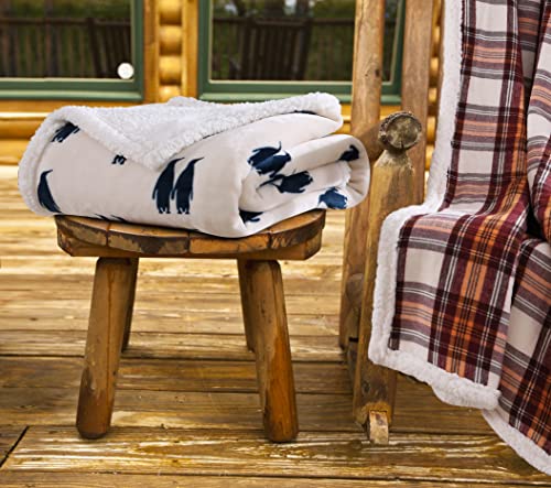 Eddie Bauer - Throw Blanket, Reversible Sherpa Fleece Bedding, Home Decor for All Seasons (Edgewood Red, Throw)