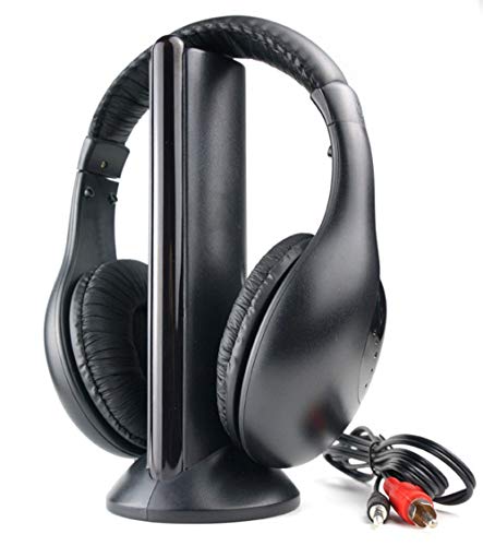 Vkermury 5-in-1 Wireless Headphones Headset MH2001 MP3 MP4 PC CD DVD Audio TV FM Radio-Listen to Music, Chat Online & Monitor Other Rooms!