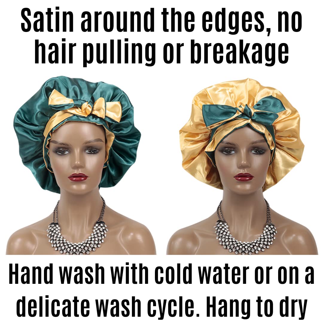 Amazing Natural Hair Reversible Adjustable Satin Bonnet, Double Lined, Bonnet for Sleep. Includes Satin Scrunchie