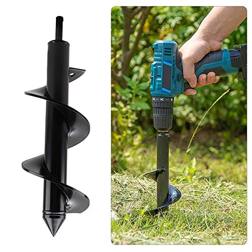 Auger Drill Bit 3" X 10" Flower Bulb Auger Rust Earth Auger Bit Auger Spiral Drill Bit for Planting Bedding Bulbs Seedlings Post or Umbrella Hole Digger for Hex Drive Drill Garden Grass Plug Plant