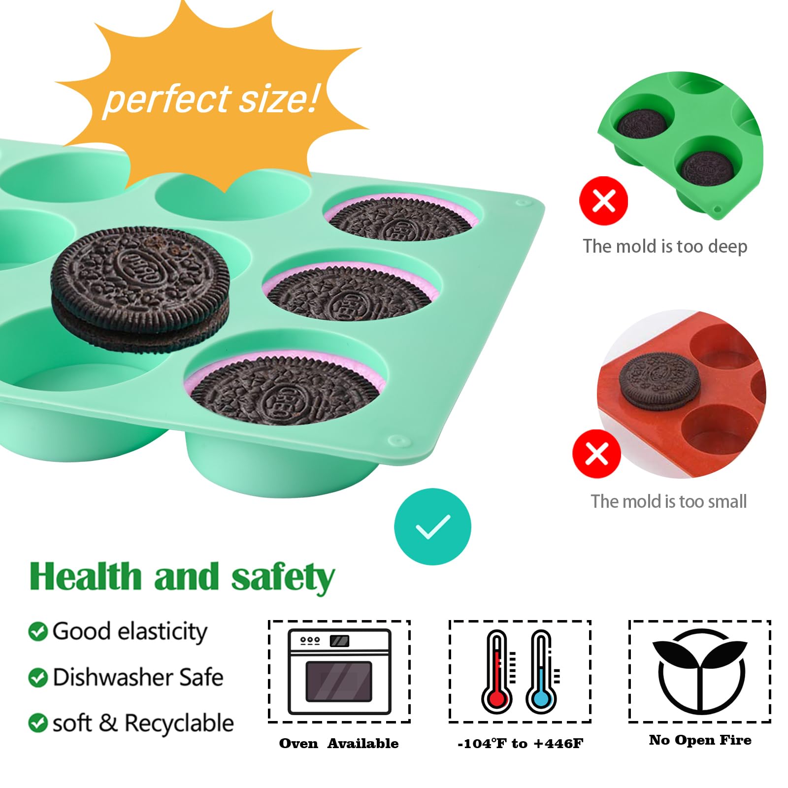 Actvty Round Chocolate Cookie Molds, New Size 12-Cavity Cylinder Chocolate Cover Cookie Silicone Molds for Candy Mini Cakes Jelly Baking(2 Pack)