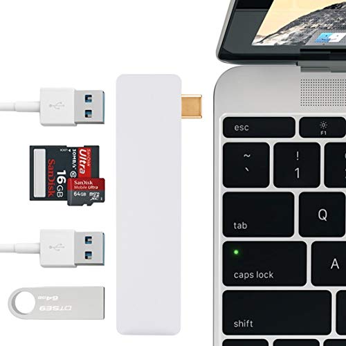 PANUSBGHUB 5 in 1 Multi-Function Aluminium Alloy 5Gbps Transfer Rate USB-C/Type-C HUB Adapter with 3 USB 3.0 Ports & SD Card Slot & TF Card Slot for MacBook 2015/2016 / 2017(Grey)