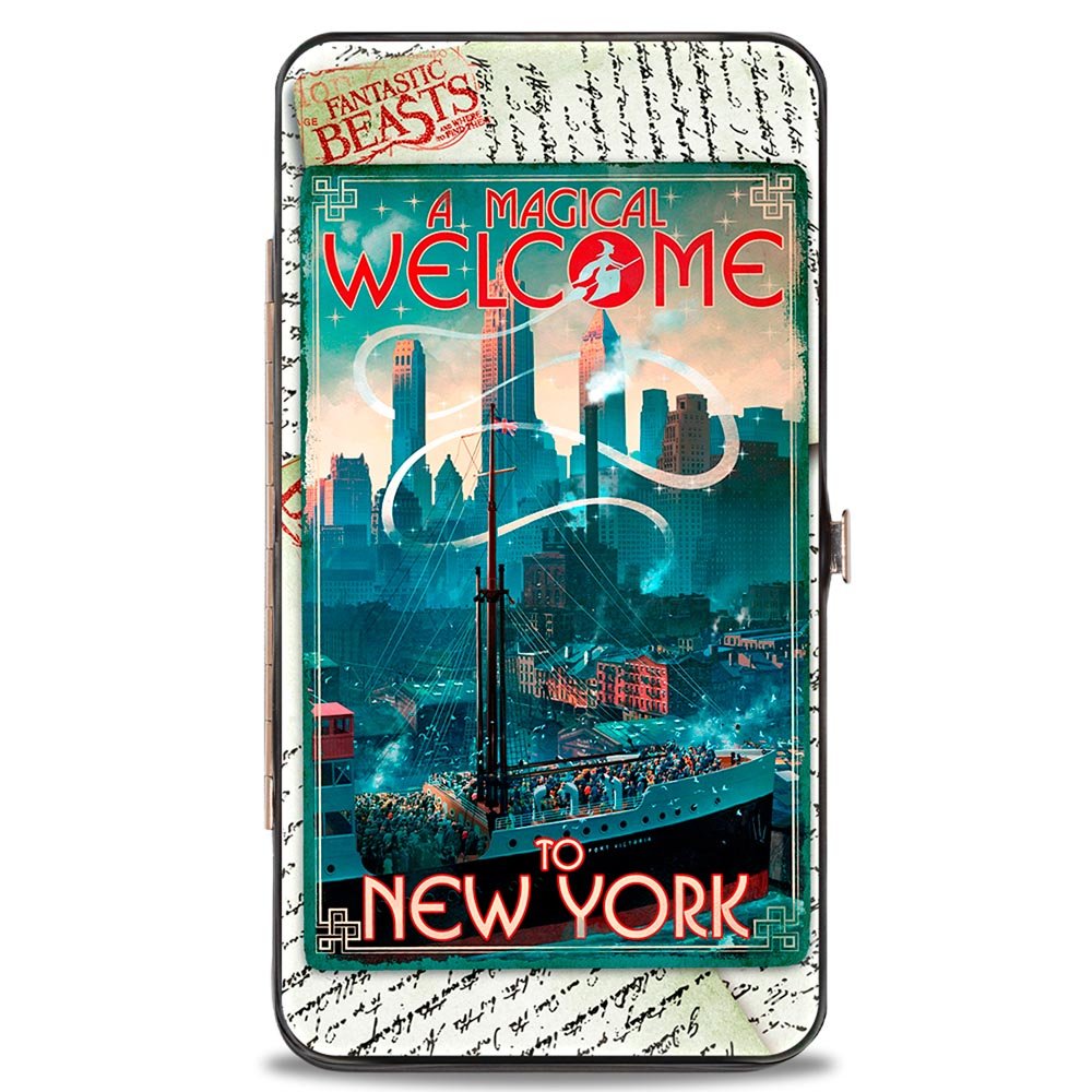 Buckle-Down unisex adults Buckle-down Hinge - Fbawtft Ship Post Card Magical Welcome to New York Wallet, Multicolor, 7 x 4 US