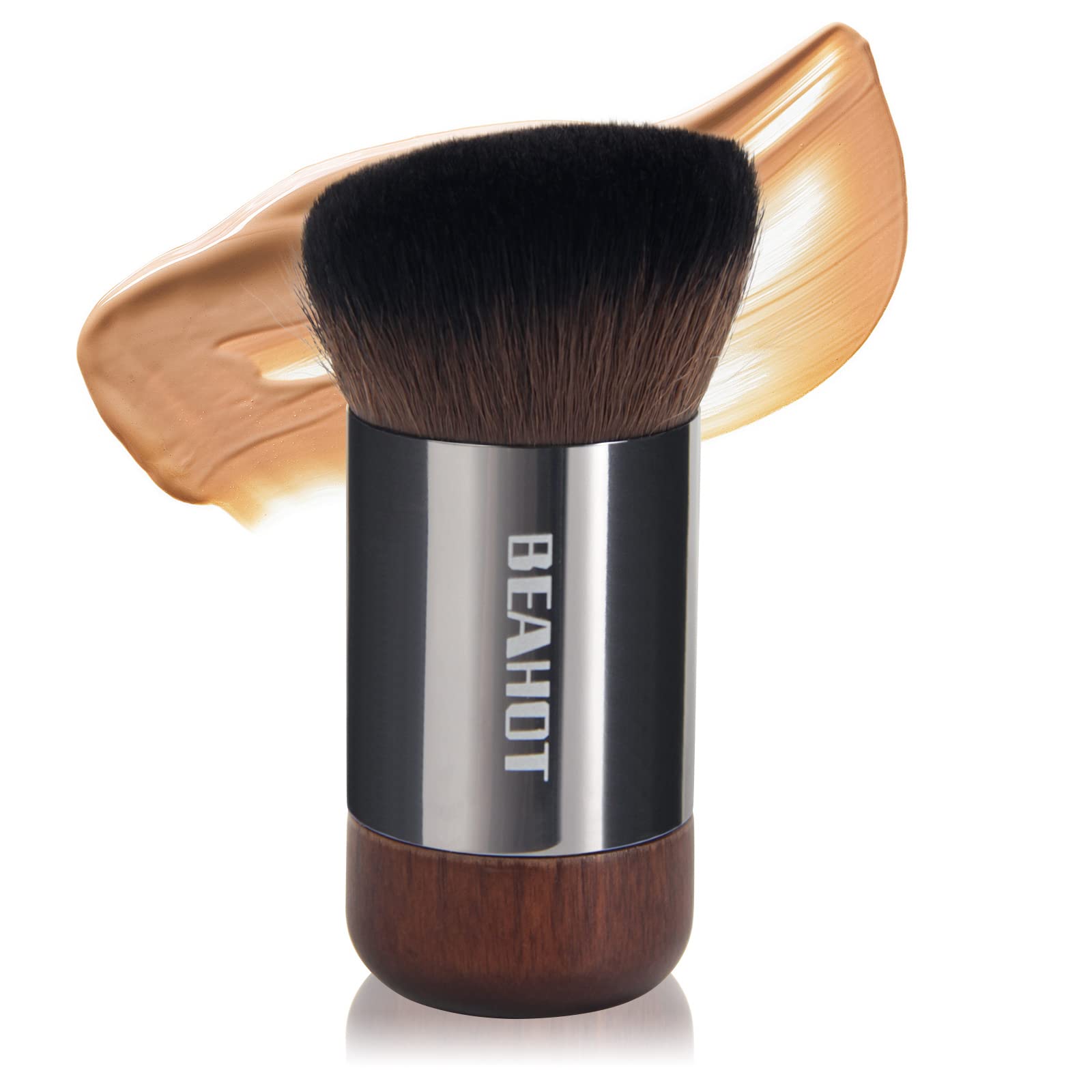 Angled Foundation Brush - Kabuki Makeup Brush, Flat Top Blush Brush, Bronzer Contour Brush, Suitable for Liquid Makeup, Concealer, Flawless Powder Cosmetics and Blush Buffing, with Wooden Handle