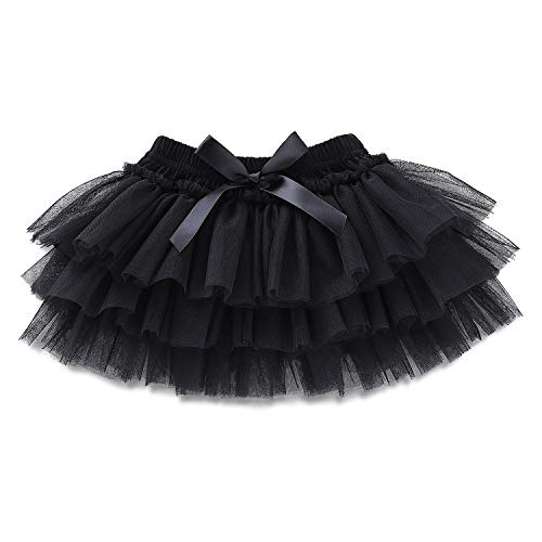 OPAWO Baby Girls Tutu Skirt Infant Toddler Tulle Dress Skirt Baby Bloomers with Diaper Cover Cake Smash Outfit Girl 0-24 Months(Black)