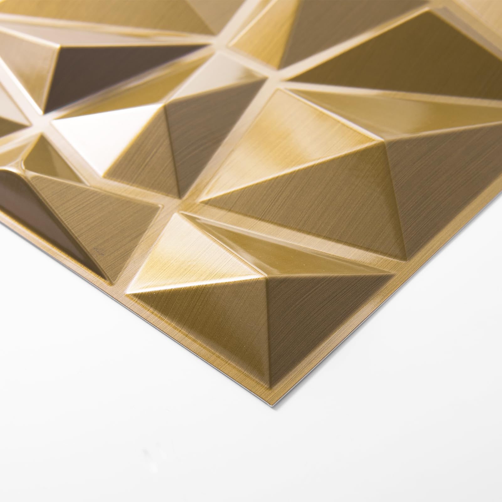 Art3d 3D Diamond Design Paneling for Interior Decor, Living Room, TV Wall Background, Bedroom, Gaming Setup, 11.8" x 11.8", Gold, 33 Pack