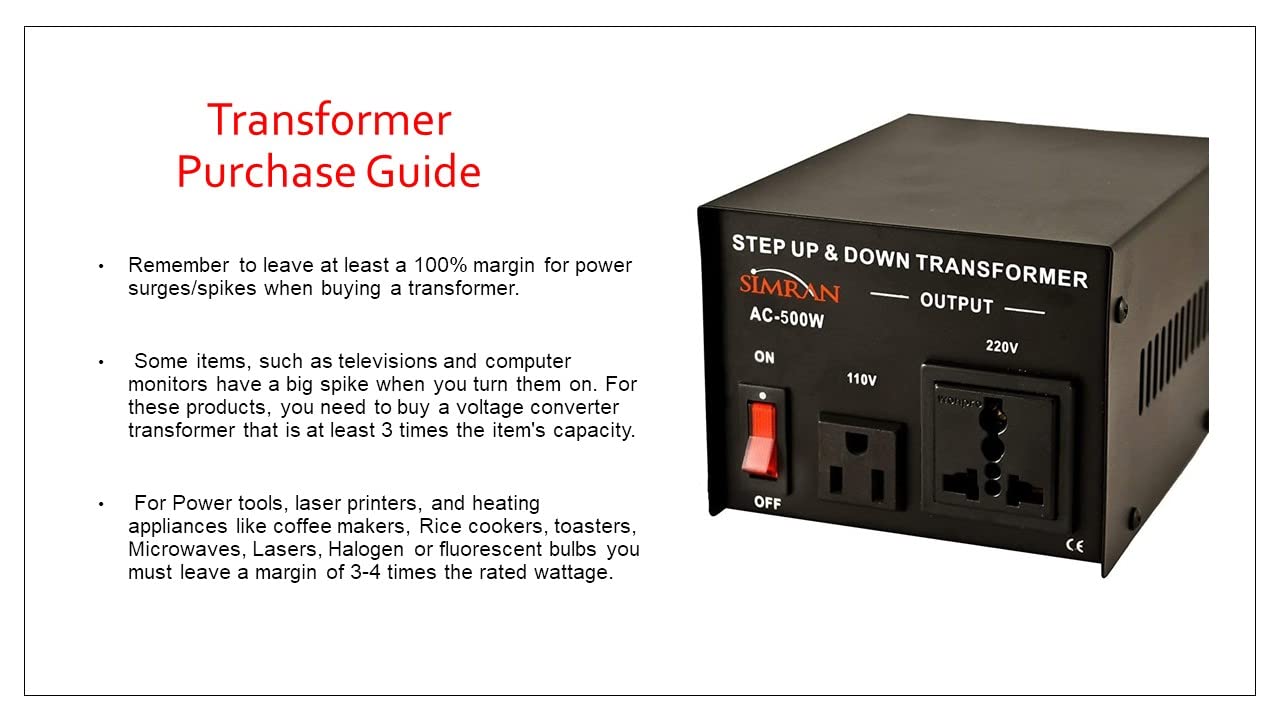 Simran AC-500 Power Converter 110v 220v Step Up/Down Voltage Transformer 50Hz 60Hz- 500 Watts