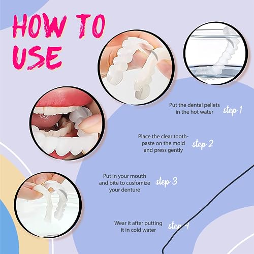 6 PCS Temporary dentures with Veneer for Both Men and Women, Covering Imperfect Teeth,Nature and Comfortable Veneers to Regain Confident Smile-A08