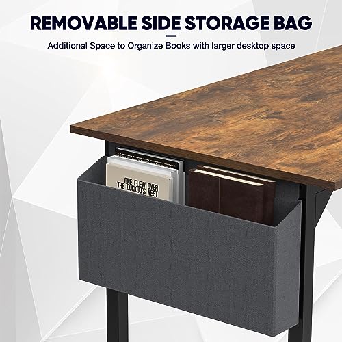 Computer Desk - 47 Inch Office Desk, Modern Desk with Storage, Wood Writing Desk, Corner Desk for Small Space, Executive Work Desk, Home Desk for Bedroom