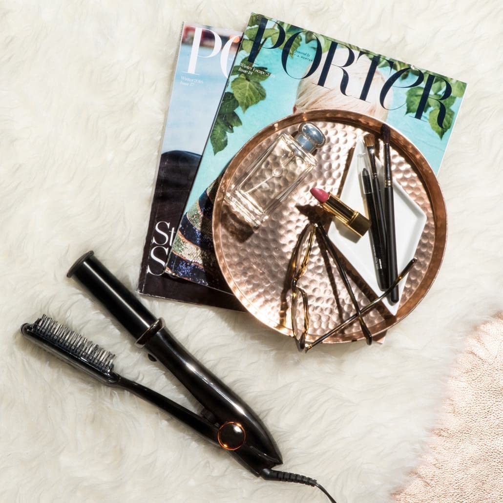 InStyler Max 1.25" Black 2-Way Rotating Iron with Sectioning Comb - Heated Tourmaline Ceramic Barrel Straightens Without Creasing for Blowout Styling & Increased Hair Volume - For All Hair Types