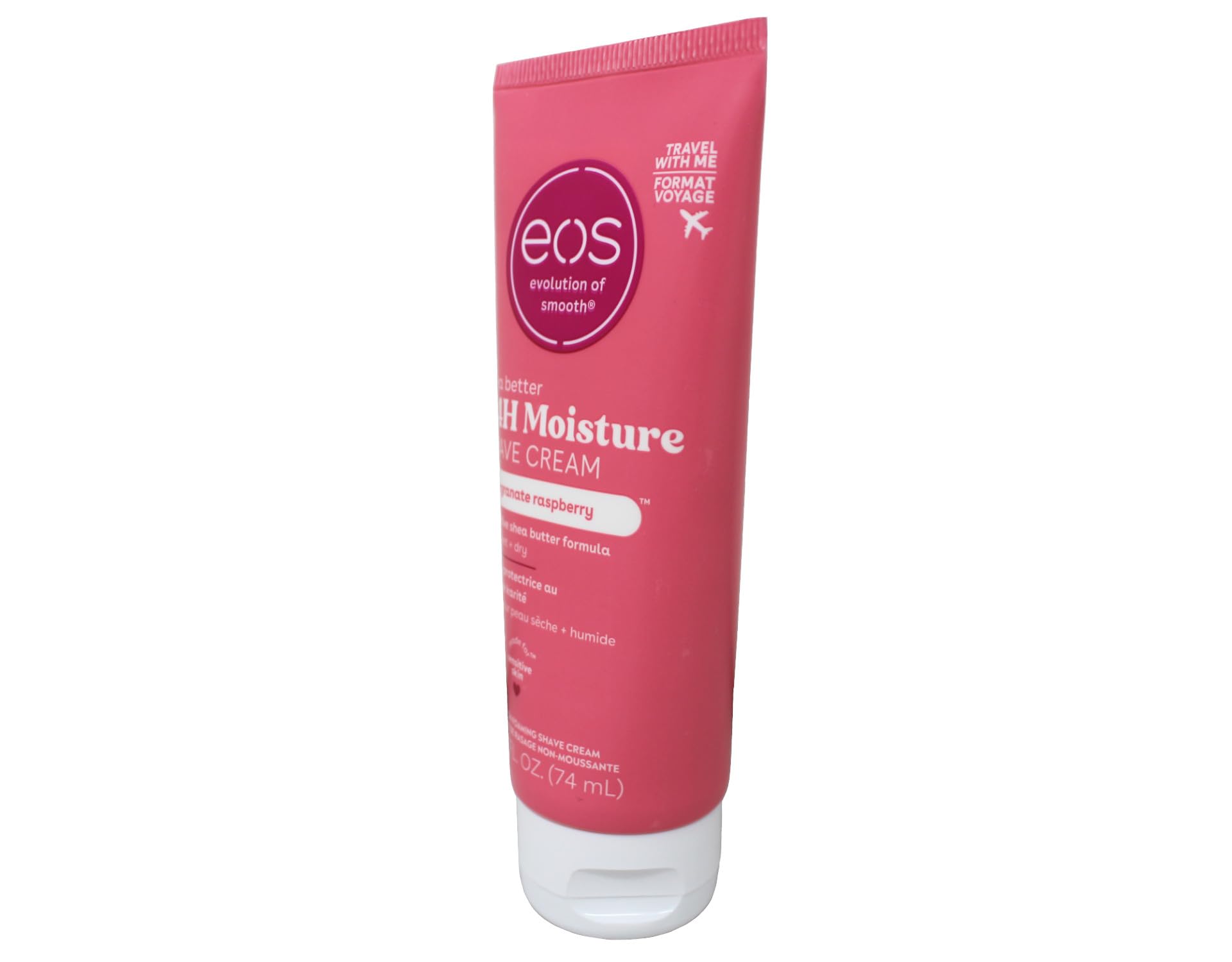 EOS Shea Better 24-Hour Moisture Non-Foaming Travel Size Shave Cream, Pomegranate Raspberry, Works Wet and Dry, Sensitive Skin, Natural Shea, 2.5 oz (Pack of 2)