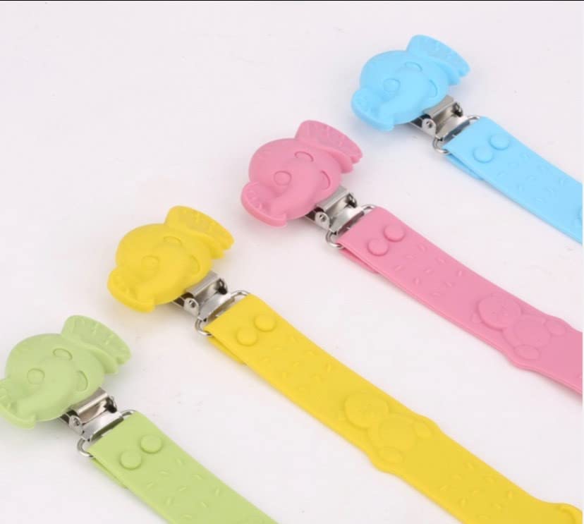 Baby Bottle Brush Bib 2PK Pacifier Teether Clip/Grows with Baby/Doubles As A Teether/Changeable Suspender Clips/No Cloth/100% Silicone/Available in Bright Vibrant Colors (Green/Yellow)