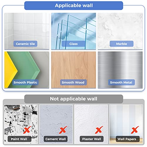 PTYWRTUS Broom Holder, Non Drilling Hole Self-Adhesive Storage Rack Hanger, Anti-Slip Utility Hooks,Mop Holder Wall Mount for Home, Bathroom, Garden, Kitchen, Garage(6Pack) (Transparent+White)