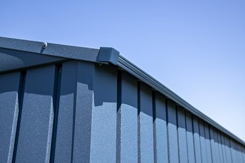 Arrow Shed Elite 14' x 16' Outdoor Lockable Gable Roof Steel Storage Shed Building, Blue Grey