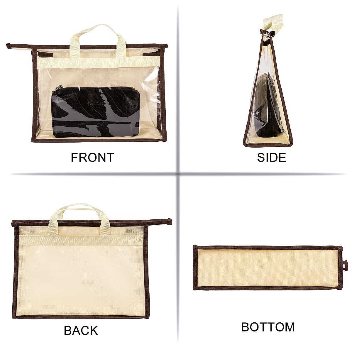 CINPIUK Clear Handbag Storage Bags Purse Organizer for Closet, Zipper Hanging Storage Bag for Handbags, XL, 2PCS