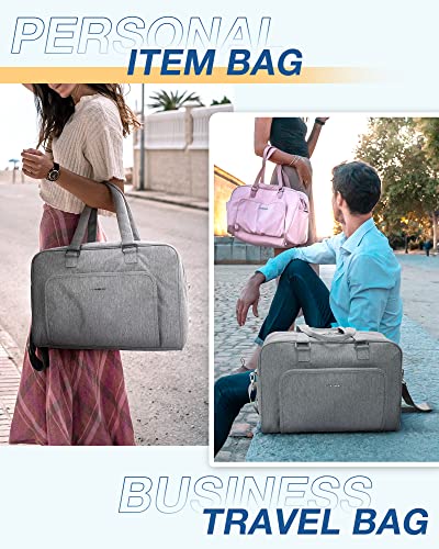 BAGSMART Duffle Bag Large Weekender Overnight Bag with Shoe Bag, can Hold 15.6 inch Laptop, Carry-on Bag for Travel, Gym, Work, 27L (Light Grey)